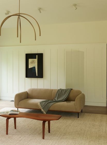 This minimalist house has a modern take on wall paneling we love