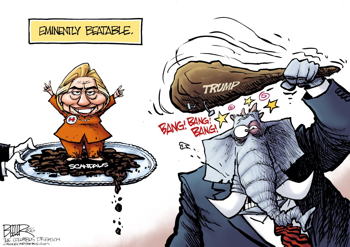 Editorial cartoon U.S. Hillary Clinton Donald Trump beatable ...