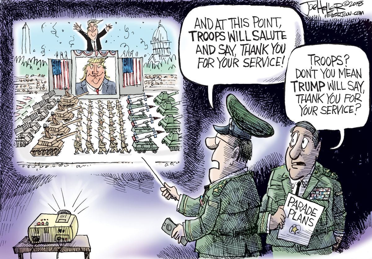 Political cartoon U.S. Trump military parade | The Week
