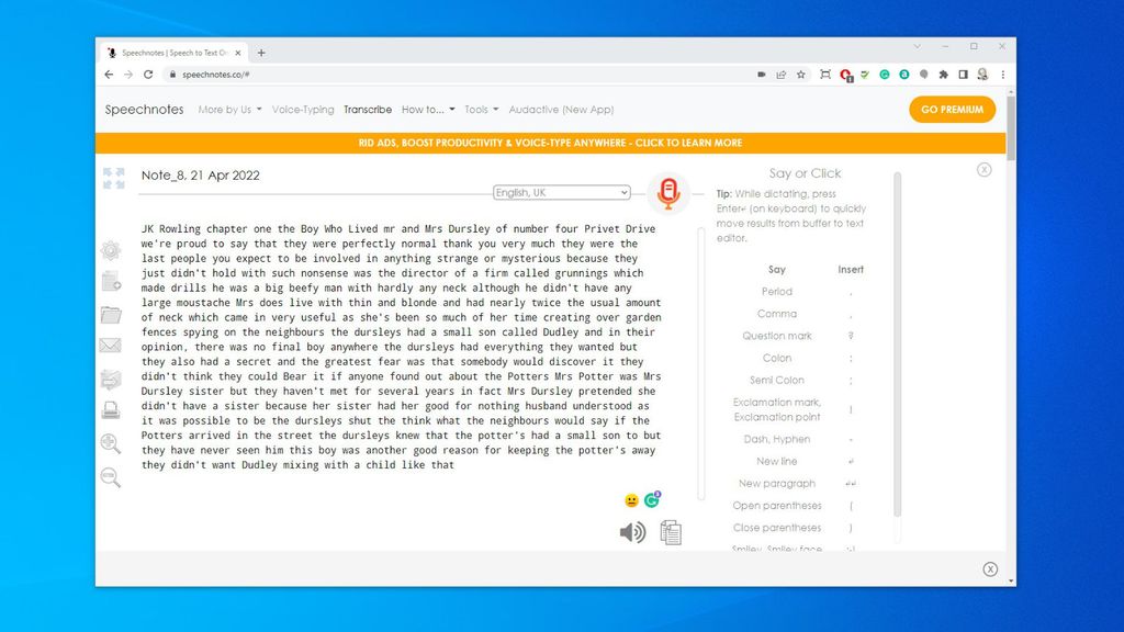 Speechnotes review | TechRadar