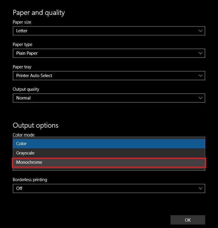How to print content in black and white colors on Microsoft Edge ...