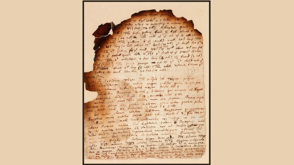 Burnt 'Great Pyramid' notes reveal Isaac Newton's research into the ...