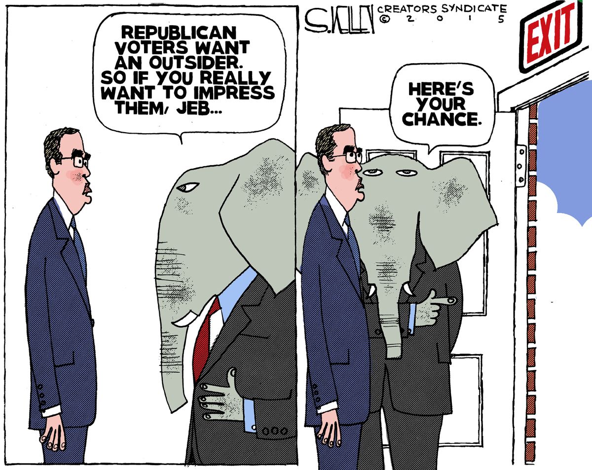Political cartoon U.S. Jeb Bush Voters Outsider | The Week