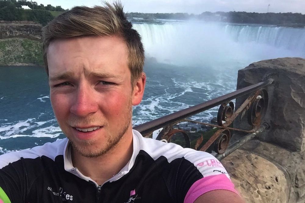 Teenager celebrates completing 18,000-mile around the world ride ...