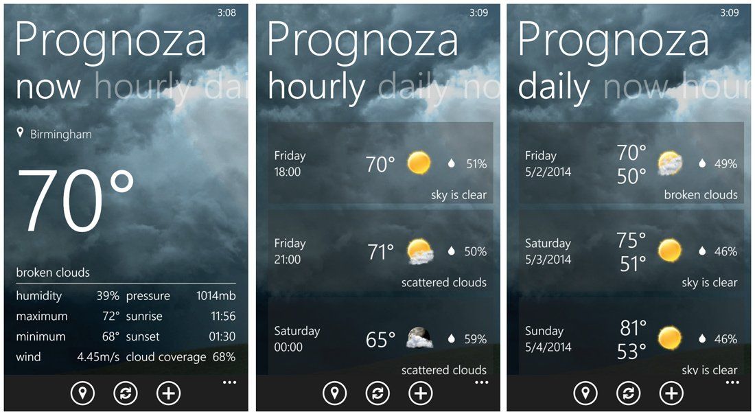 Prognoza, an attractive and simple Windows Phone 8 weather app ...
