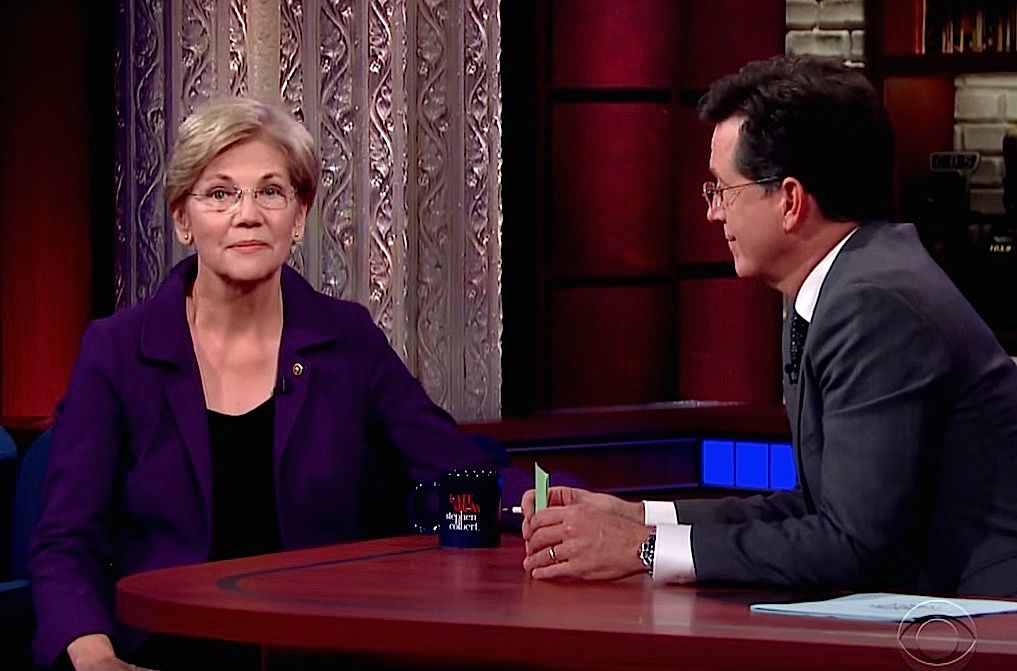 This is how Elizabeth Warren tries to convince Stephen Colbert she ...