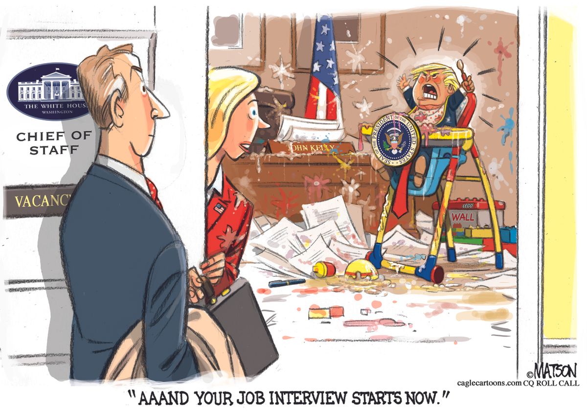 Political cartoon U.S. Trump White House chief of staff job interview ...