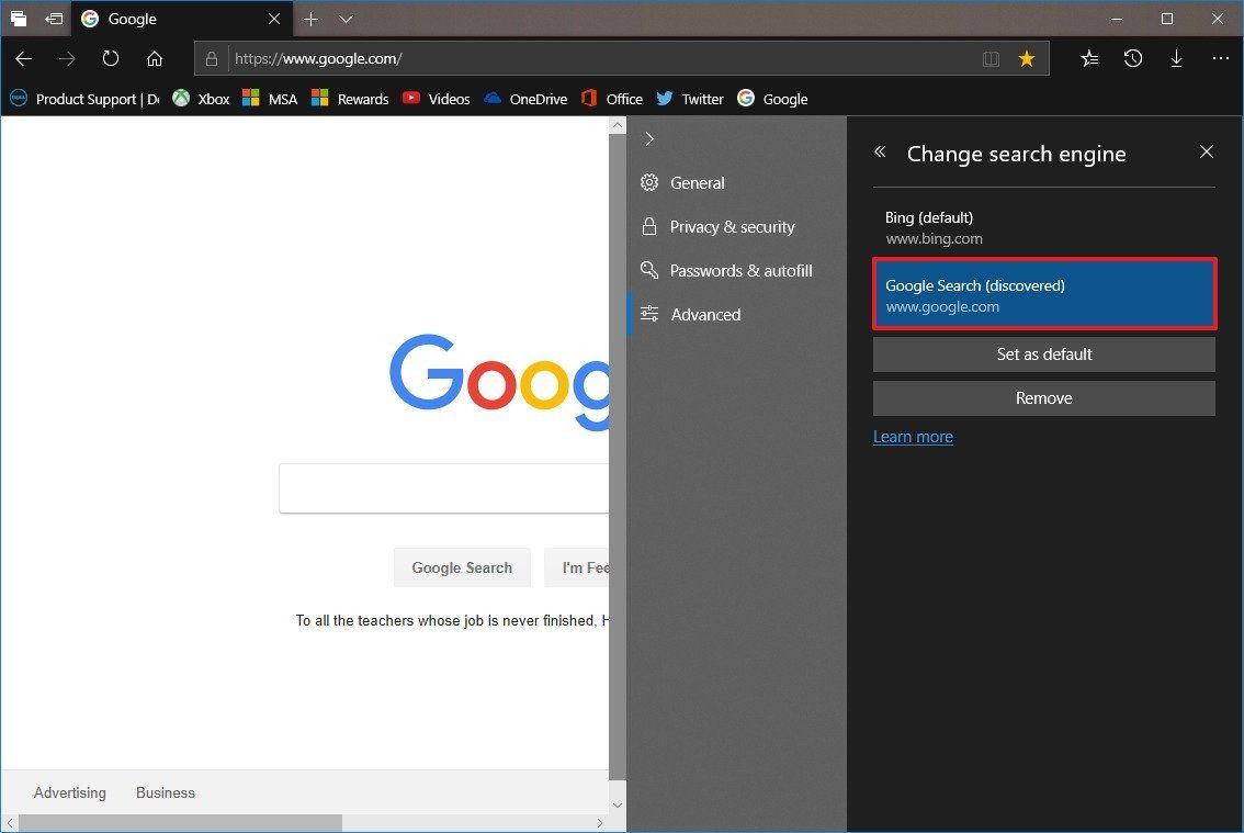How to change the default search engine on Microsoft Edge | Windows Central