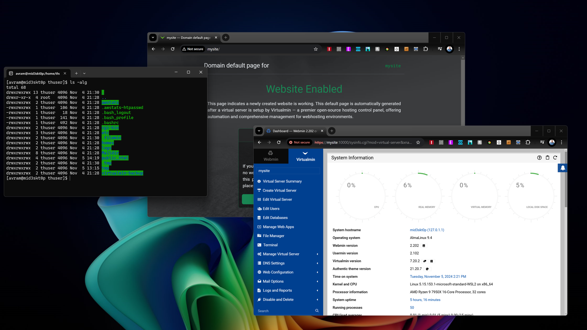 How to run a local Linux web server running in a Windows 11 window ...