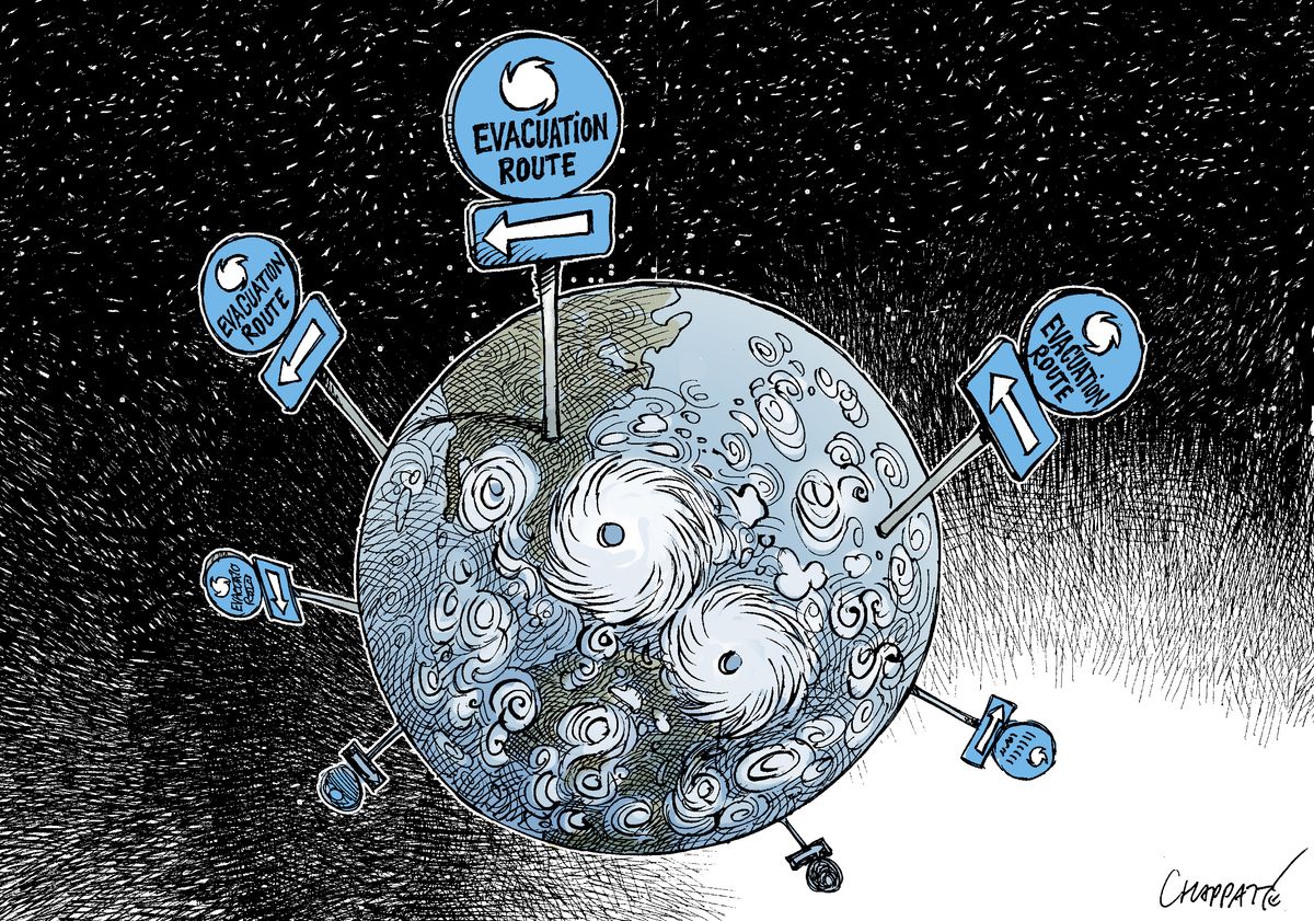 Editorial cartoon World refugees climate change | The Week