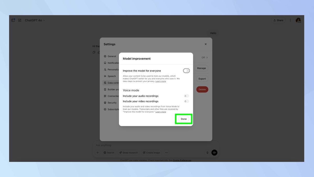 How to stop ChatGPT from using your data for training | Tom's Guide