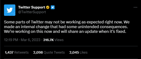 Twitter is back after suffering surprise downtime related to API issues ...