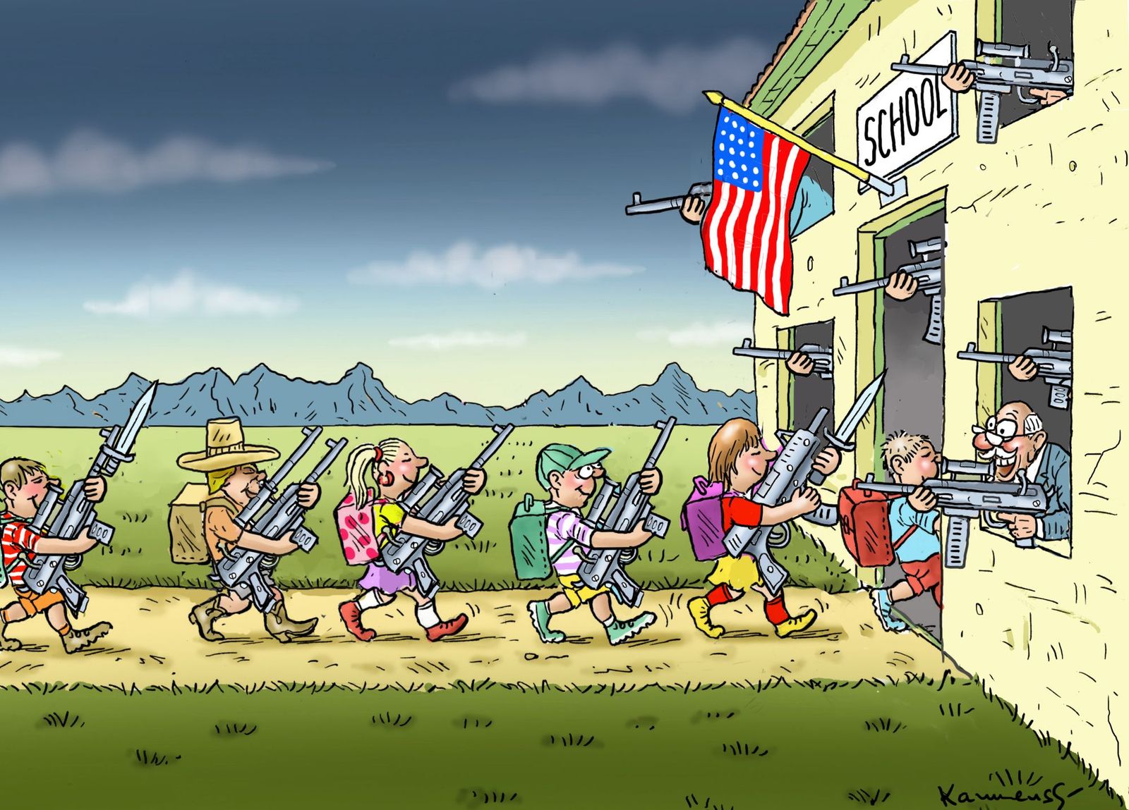 Political cartoon U.S. arming teachers school shootings | The Week
