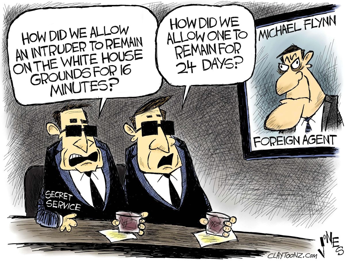 Political Cartoon U.S. Secret Service intruder White House Michael ...