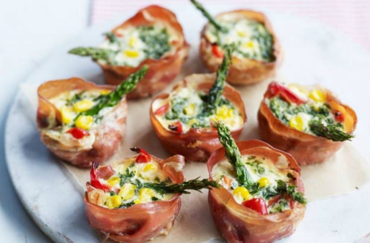 Mini Parma ham vegetable tarts | British Recipes | GoodtoKnow