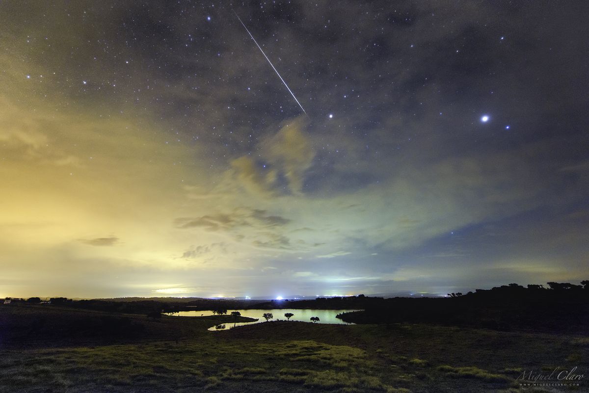 Meteor and Jupiter Light Up the Night Sky Over a Glistening Lagoon ...