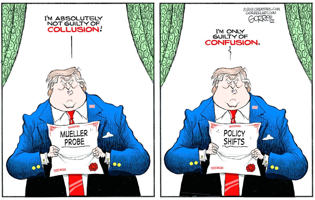 Political cartoon U.S. Trump collusion Russia investigation gun control ...