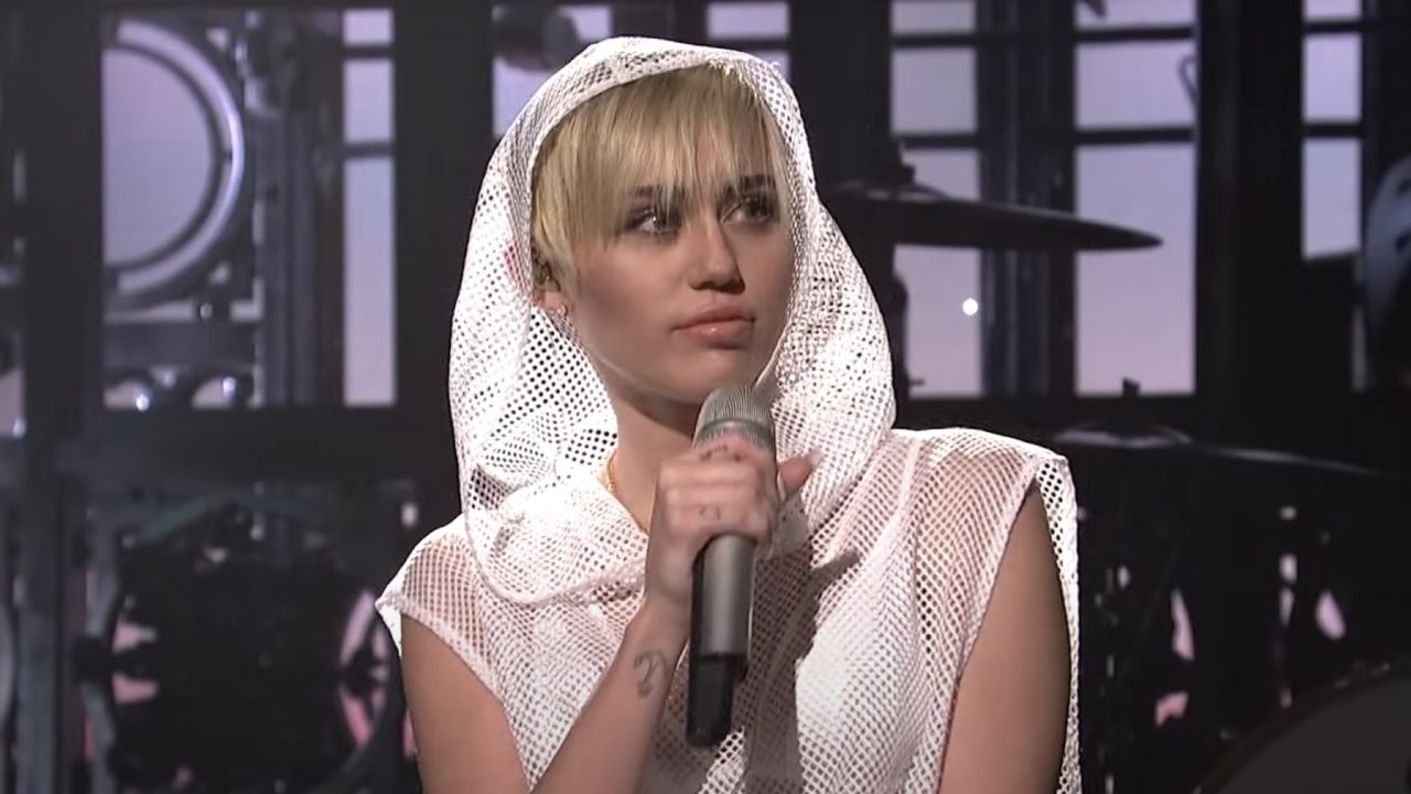 Miley Cyrus Sported A Sheer Catsuit And Gorgeous Ponytail While ...