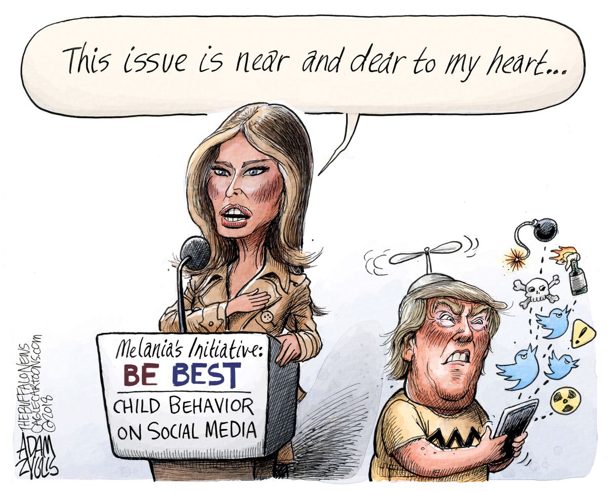 Political cartoon U.S. Melania Be Best children social media Trump ...