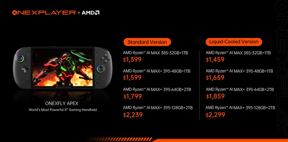 OneXPlayer's new OneXFly Apex uber handheld gaming PC starts at a ...