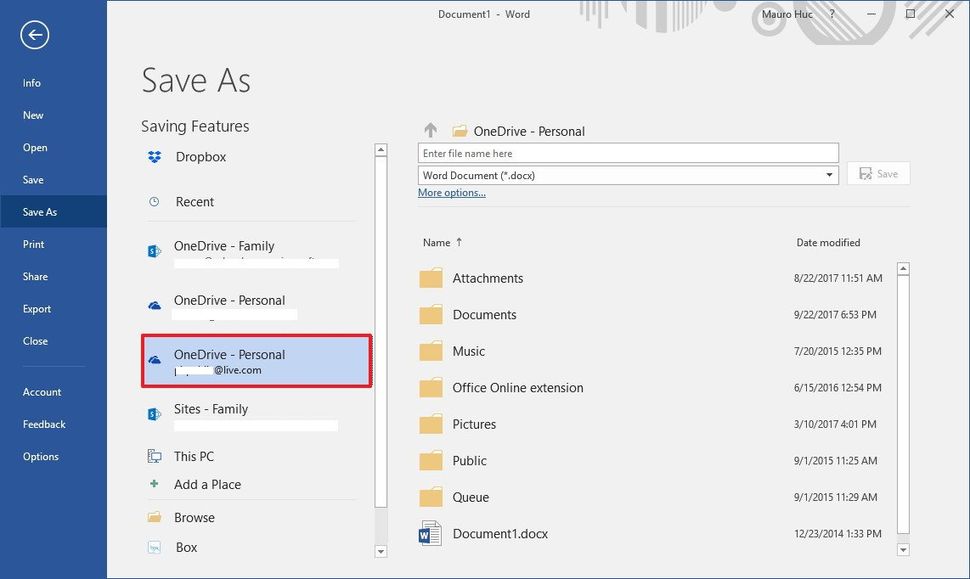 How to add cloud storage services as save locations in Office 2016 ...
