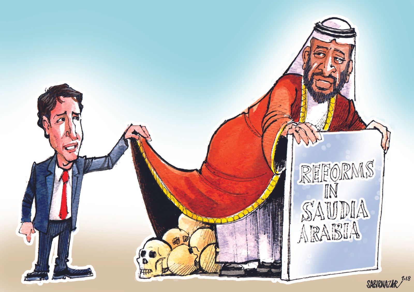 Political cartoon World Saudi Arabia reform human rights Canada Justin ...