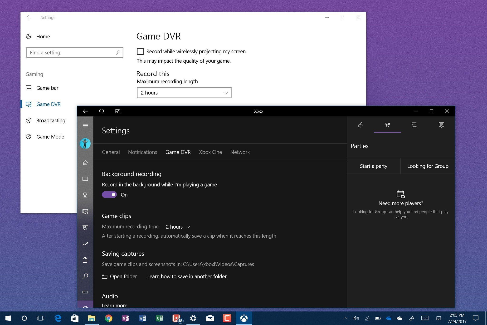 How to change Windows 10 Game DVR background recording time | Windows ...