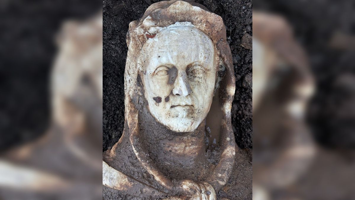 Statue of a slain Roman emperor dressed as Hercules found near a sewer ...