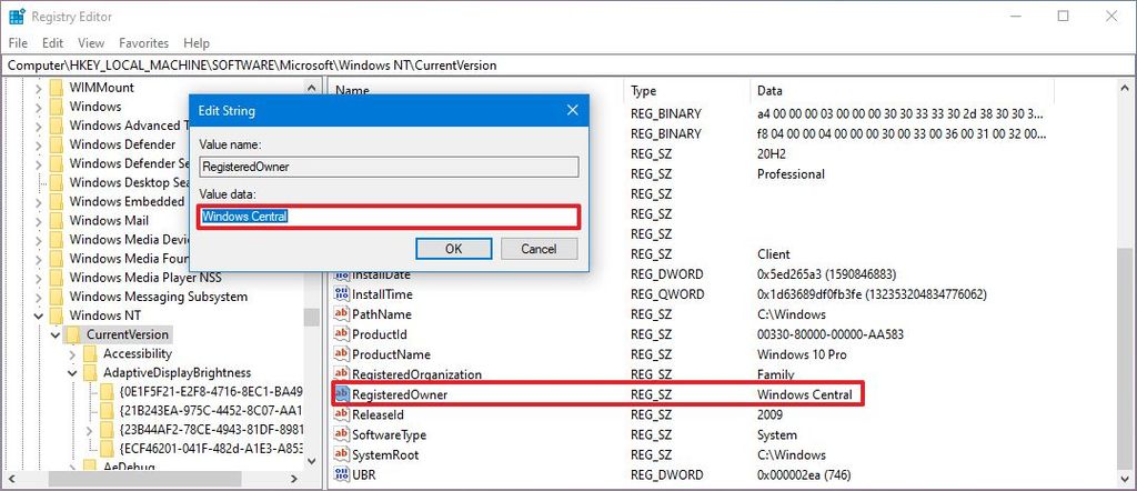 How to change registered owner and organization details on Windows 10 ...