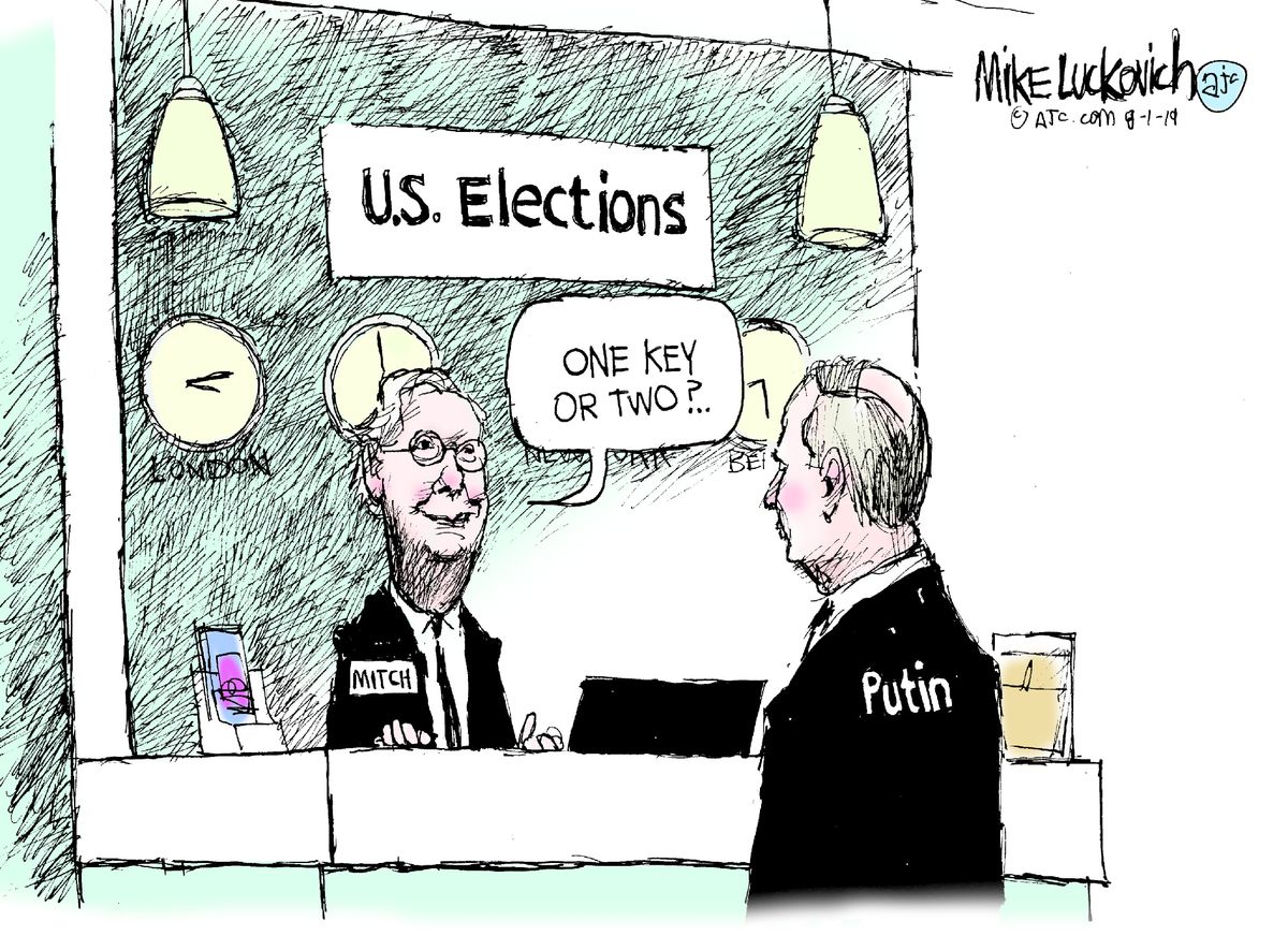 Political Cartoon U.S. Trump McConnell Motel Room Russian Election ...