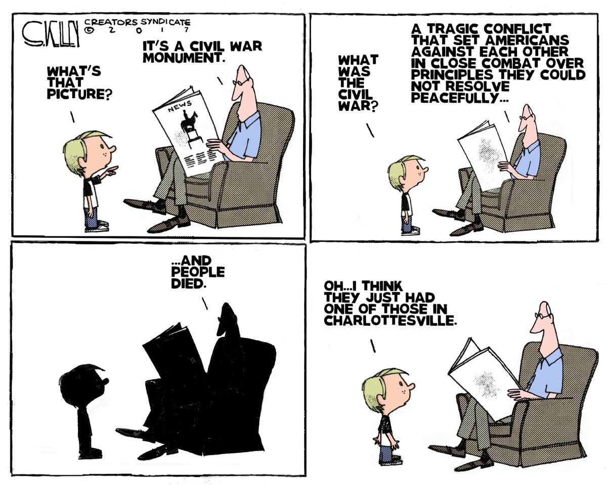 Political cartoon U.S. Charlottesville Confederate monument civil war ...