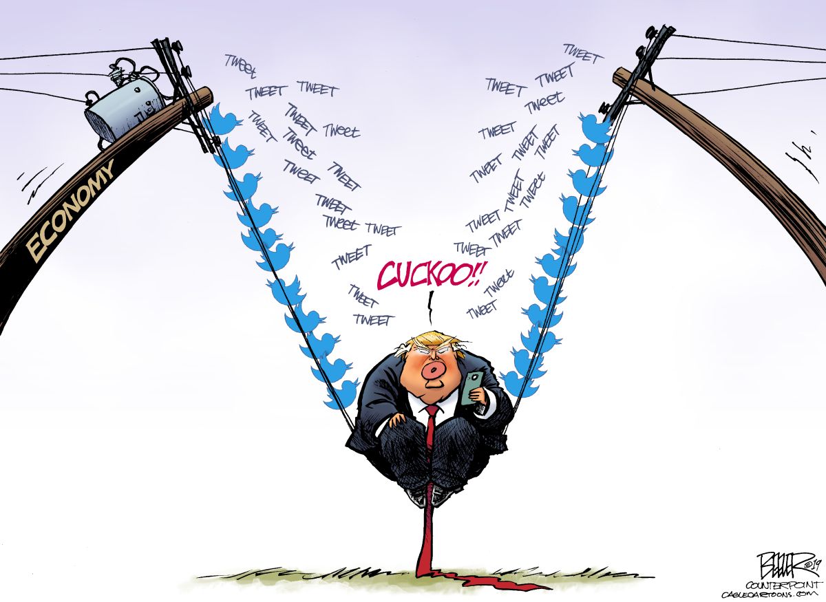 Political Cartoon Trump Power Line Tweeting Cuckoo Economy | The Week