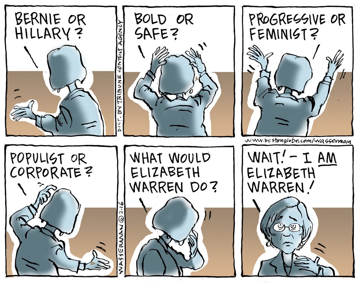 Political Cartoon U.S. Bernie Hillary Warren | The Week