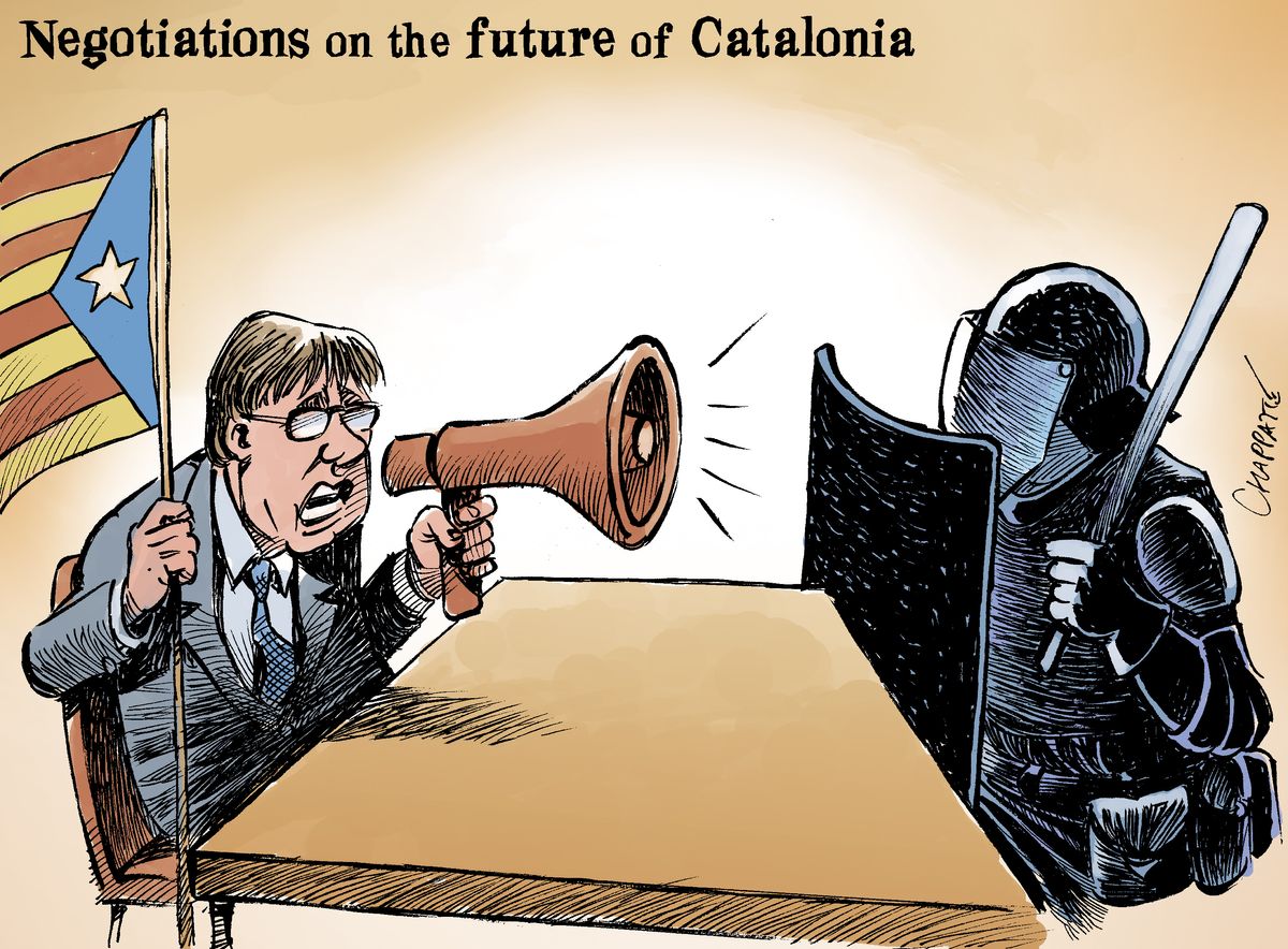 Political cartoon World Catalonia independence Spain police violence ...