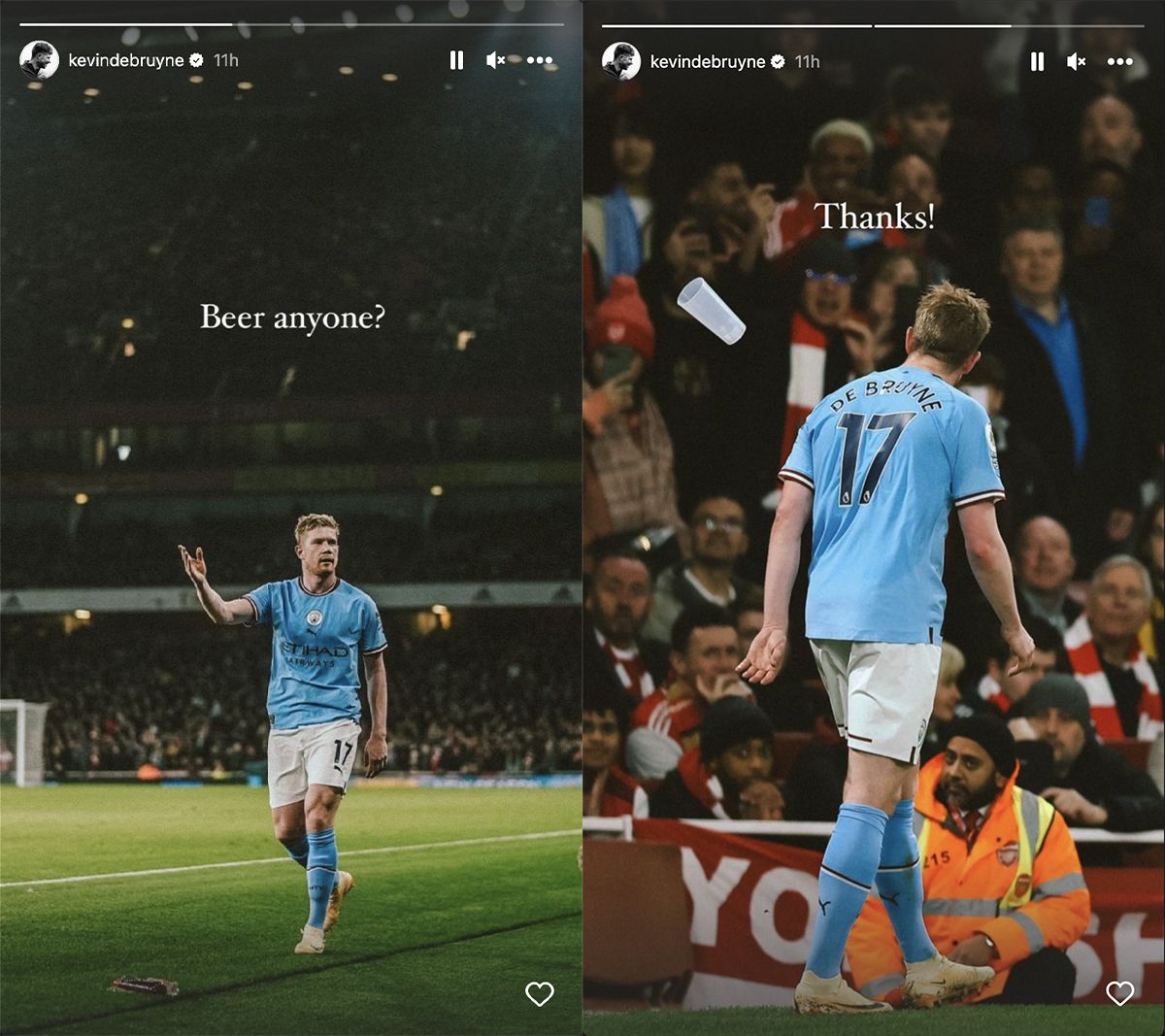 Kevin De Bruyne's Instagram story following Manchester City beating ...