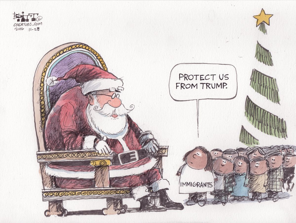 Editorial cartoon U.S. Santa Claus immigrants Donald Trump | The Week