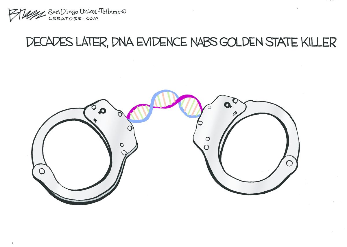 Editorial cartoon U.S. DNA evidence Golden State Killer arrest Joseph ...
