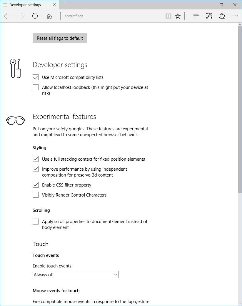 Understanding the 'about:flags' settings page in Microsoft Edge for PC ...