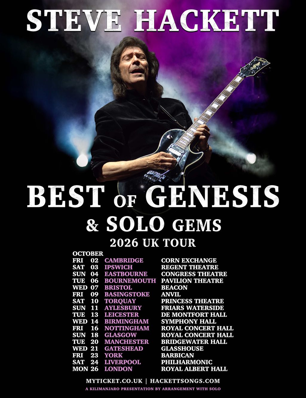 Steve Hackett announces Best of Genesis And Solo Gems 2026 England and ...