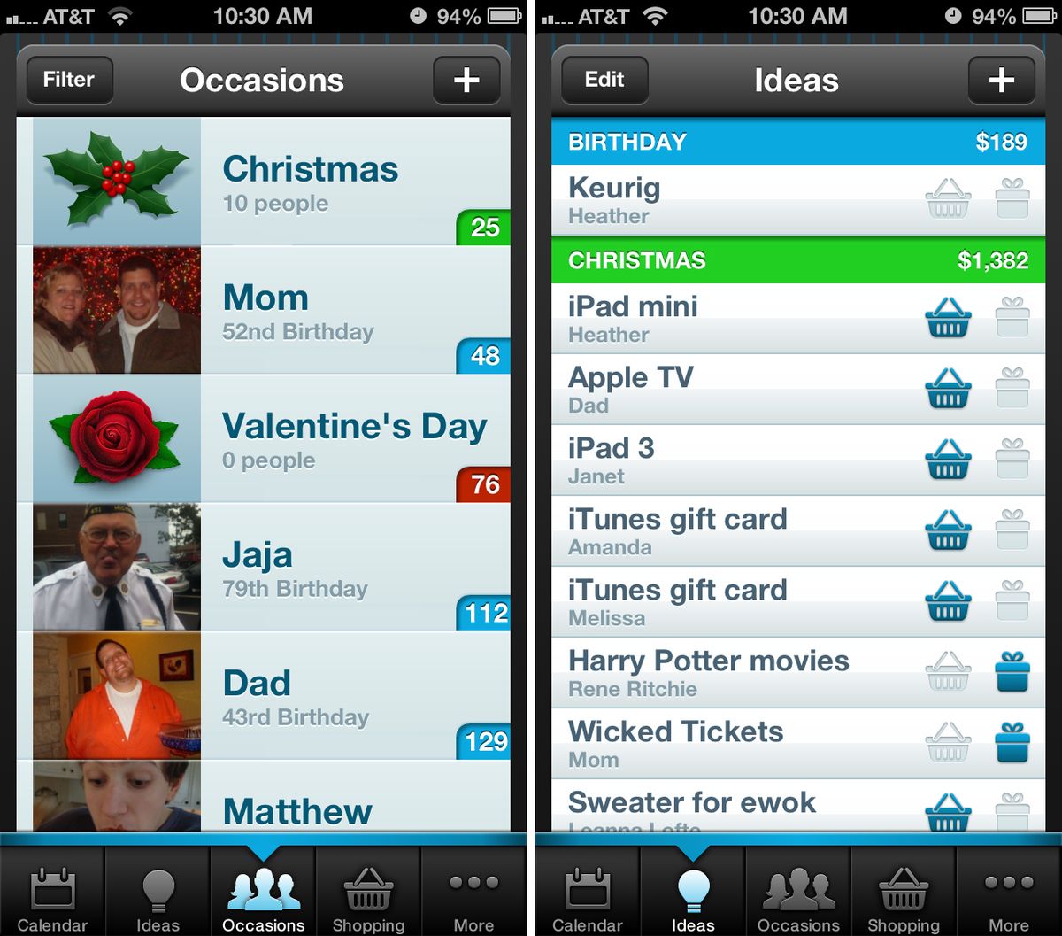 Gift Plan vs. Gifts HD 2 vs. mGifts: Gift planning apps for iPhone ...
