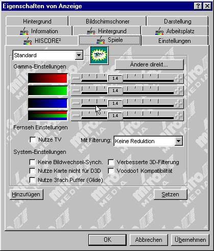 The Options Menu Of The Hiscore² - Voodoo² Accelerator Review September ...