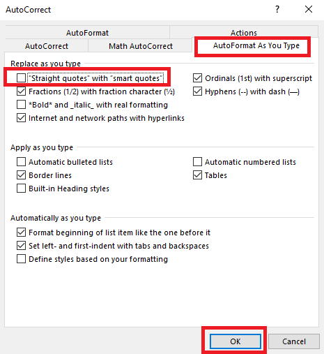 How to change 'smart' quotes to 'straight' quotes in Microsoft Word ...