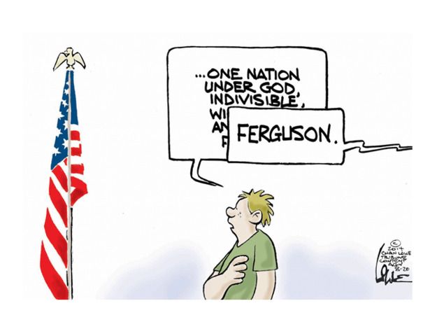 Editorial cartoon Ferguson liberty pledge | The Week
