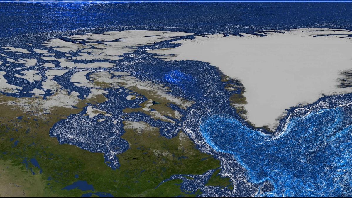 Massive system of rotating ocean currents in the North Atlantic is ...