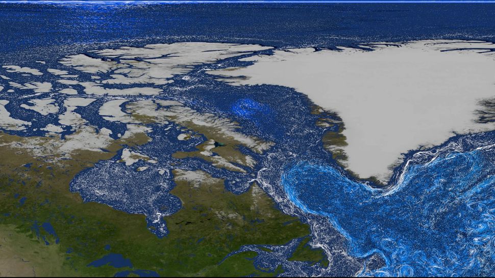 Massive system of rotating ocean currents in the North Atlantic is ...