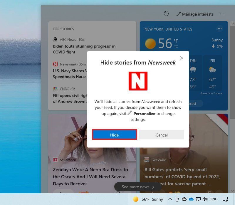 How to use the Windows 10 news and interests taskbar widget | Windows ...