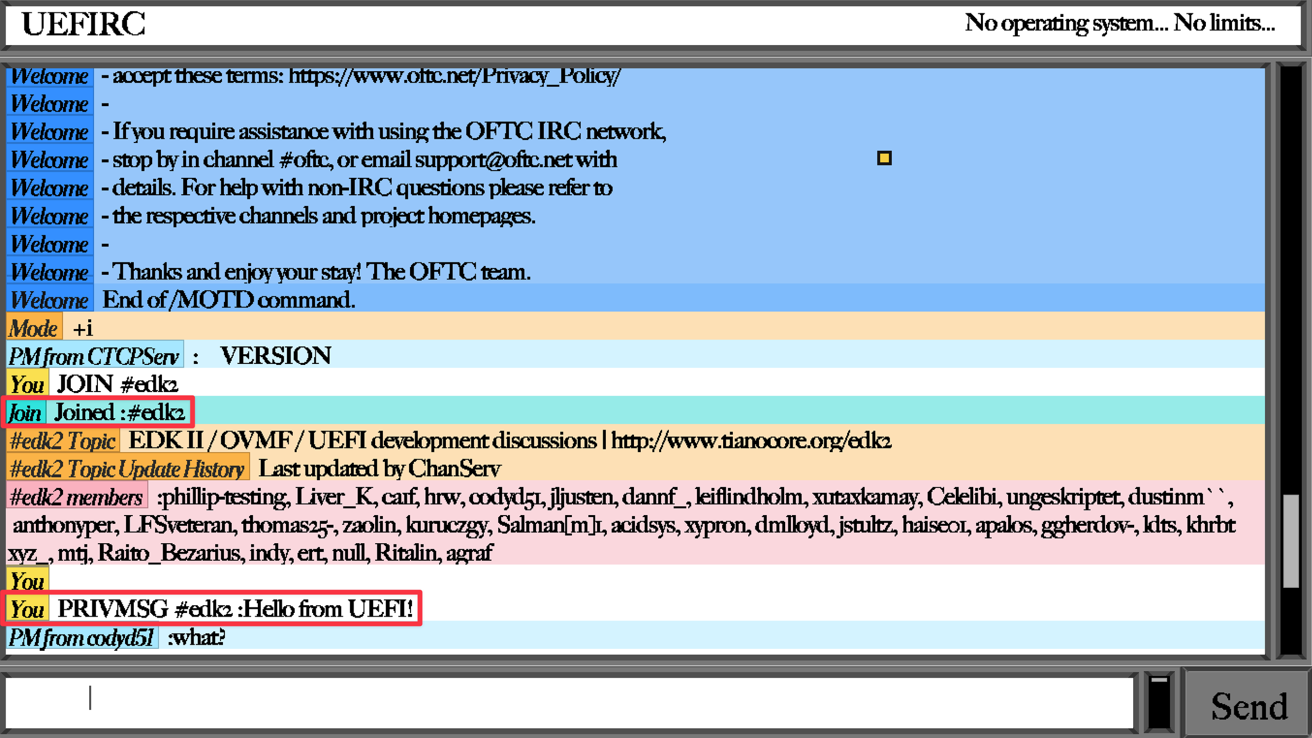 Modder made an IRC client that runs entirely inside the motherboard's ...