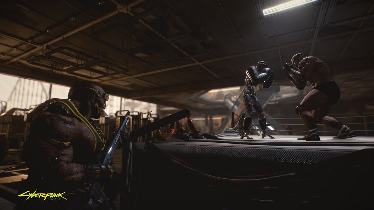 Cyberpunk 2077 combat screenshots stare down a hallway full of cyber ...