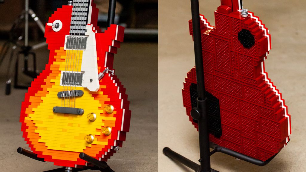 Behold the Lego Les Paul, a stunning full-sized recreation of a classic ...