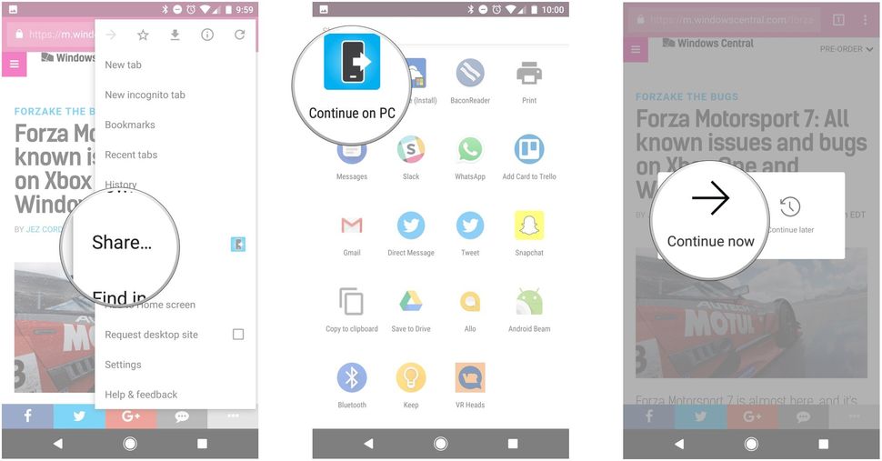 How to use 'Continue on PC' for Android and iOS in Windows 10 Fall ...